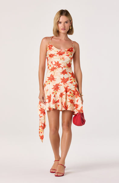 ASTR THE LABEL ASTR the Label Paloma Cowl Neck Asymmetrical Mini Dress